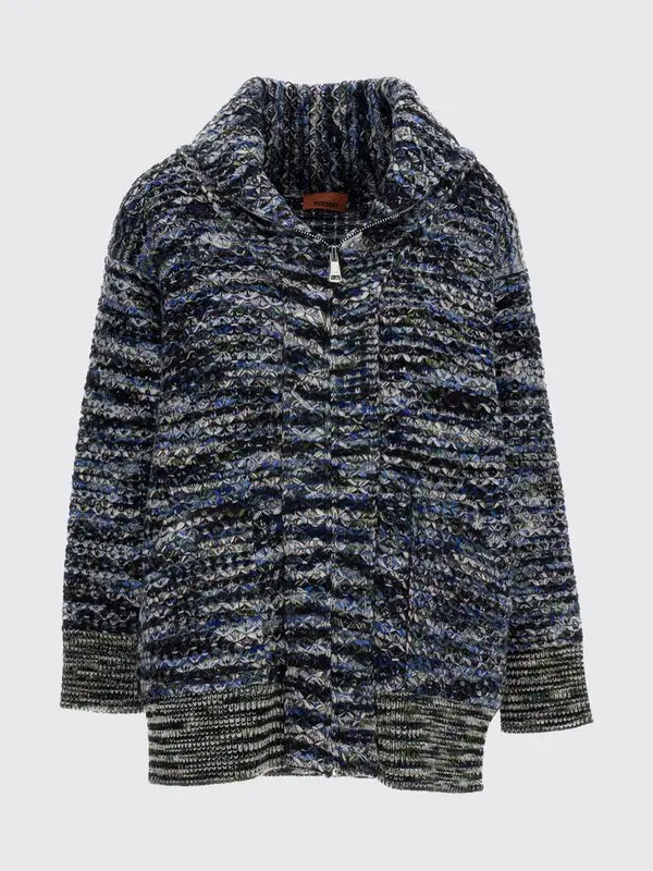 Missoni Abstract Pattern Wool Blend Cardigan With Shawl Collar