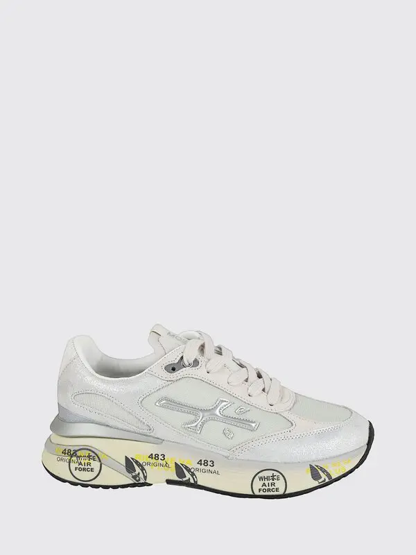 Premiata Moerund Sneakers In Leather, Suede And Mesh With Applied Logo - Brown