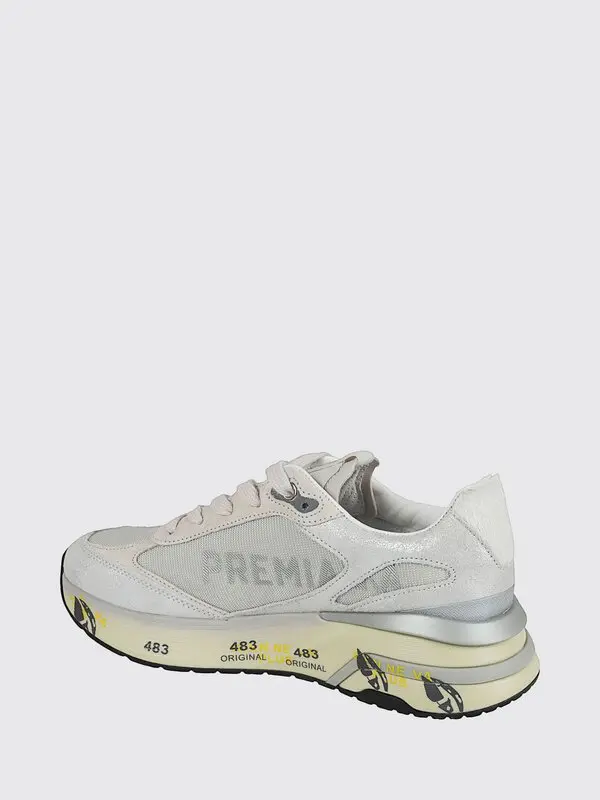 Premiata Moerund Sneakers In Leather, Suede And Mesh With Applied Logo - Brown
