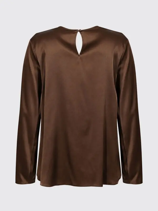 Max Mara Long-sleeved Silk Blouse With Crew Neck And Teardrop Fastening