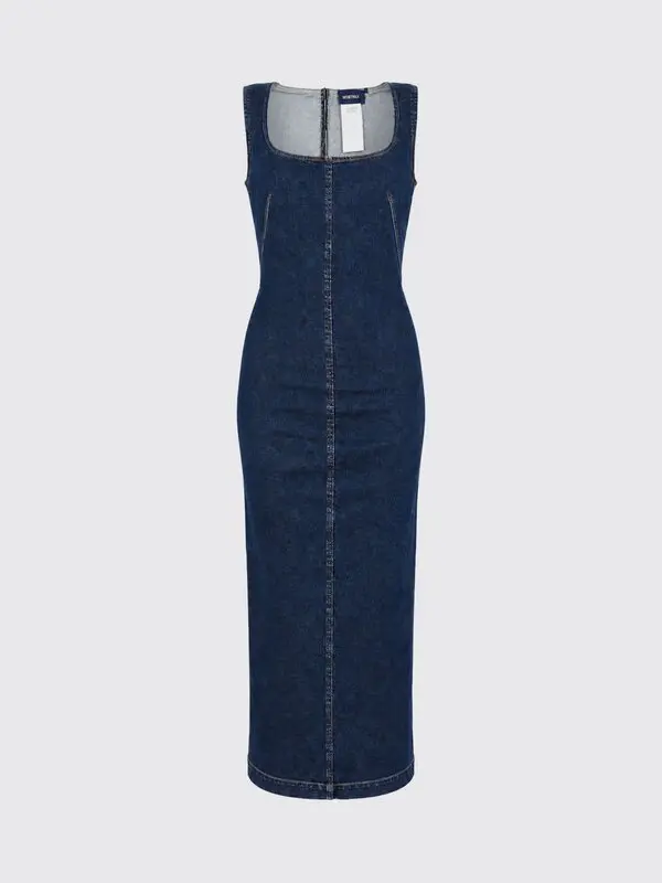 Sportmax Slim Fit Square-neck Sheath Midi Dress In Cotton Denim