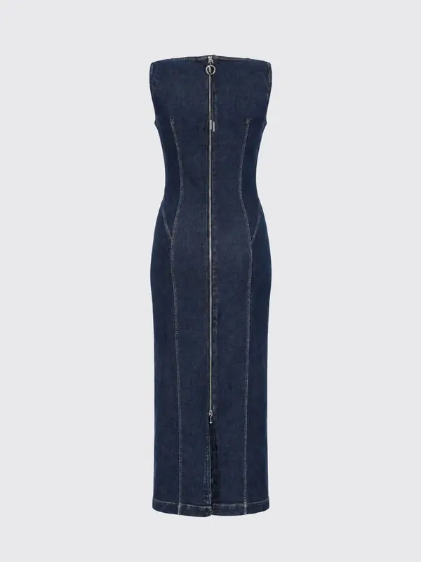 Sportmax Slim Fit Square-neck Sheath Midi Dress In Cotton Denim