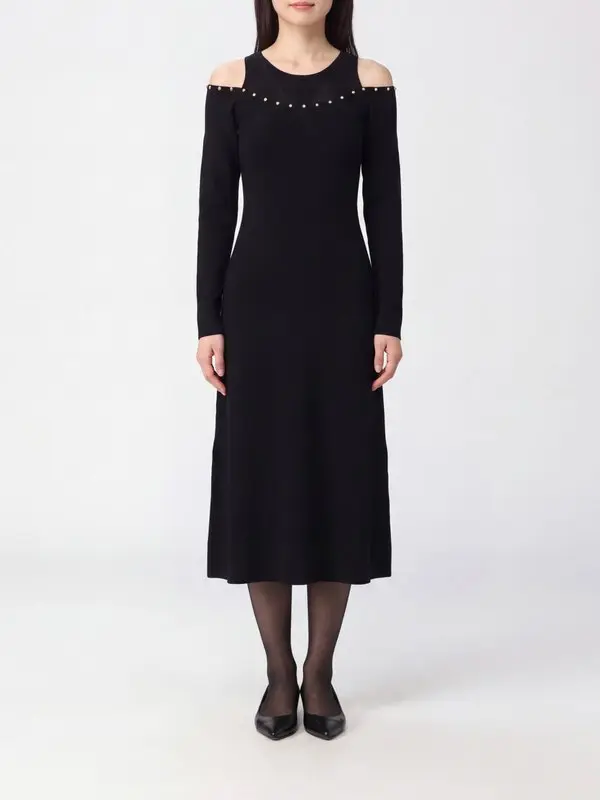 Liu Jo Sheath Midi Dress In Viscose Blend With Cut-out Details And Studs