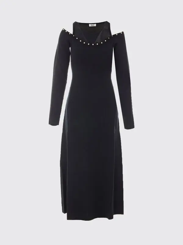Liu Jo Sheath Midi Dress In Viscose Blend With Cut-out Details And Studs
