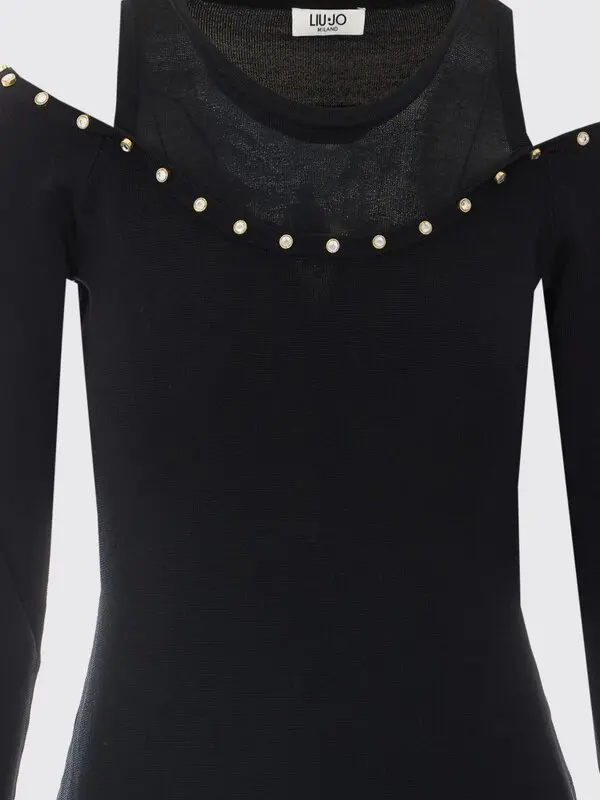 Liu Jo Sheath Midi Dress In Viscose Blend With Cut-out Details And Studs
