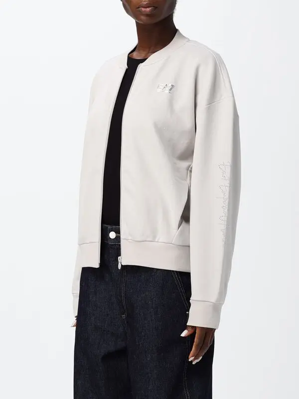 EA7 Jersey Bomber Sweatshirt With Zip And Contrast Logo
