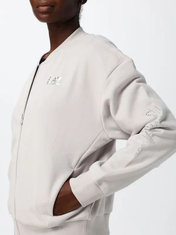 EA7 Jersey Bomber Sweatshirt With Zip And Contrast Logo