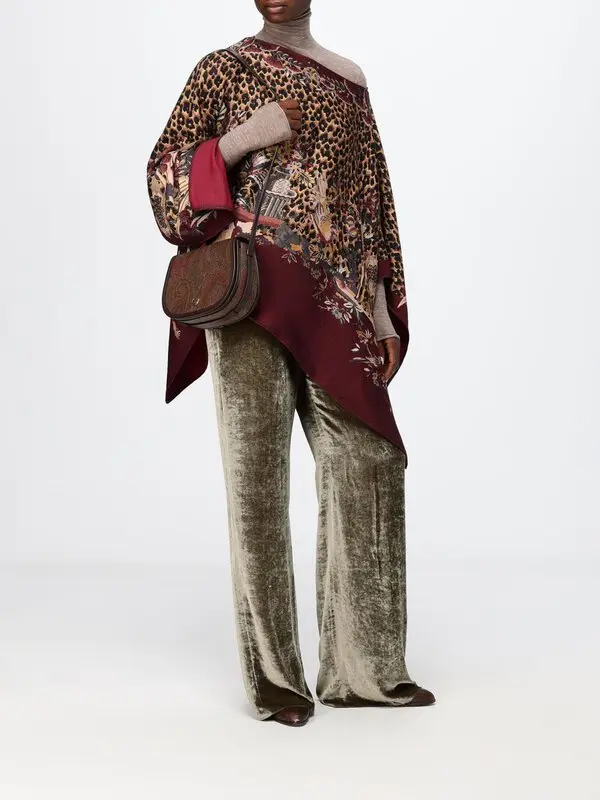 Etro Mini Crossbody Bag In Coated Cotton With Paisley Print - Brown