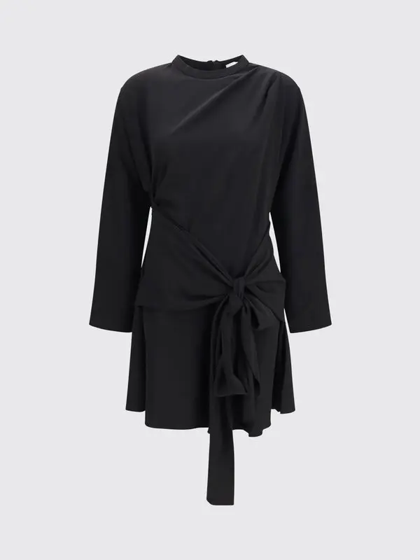 GANNI Long-sleeved Recycled Jersey Mini Dress With Tie Waist