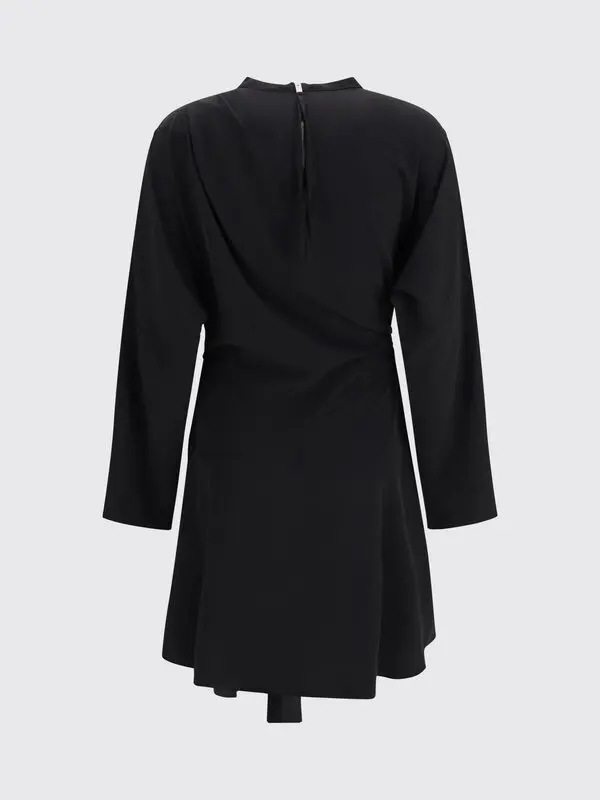 GANNI Long-sleeved Recycled Jersey Mini Dress With Tie Waist