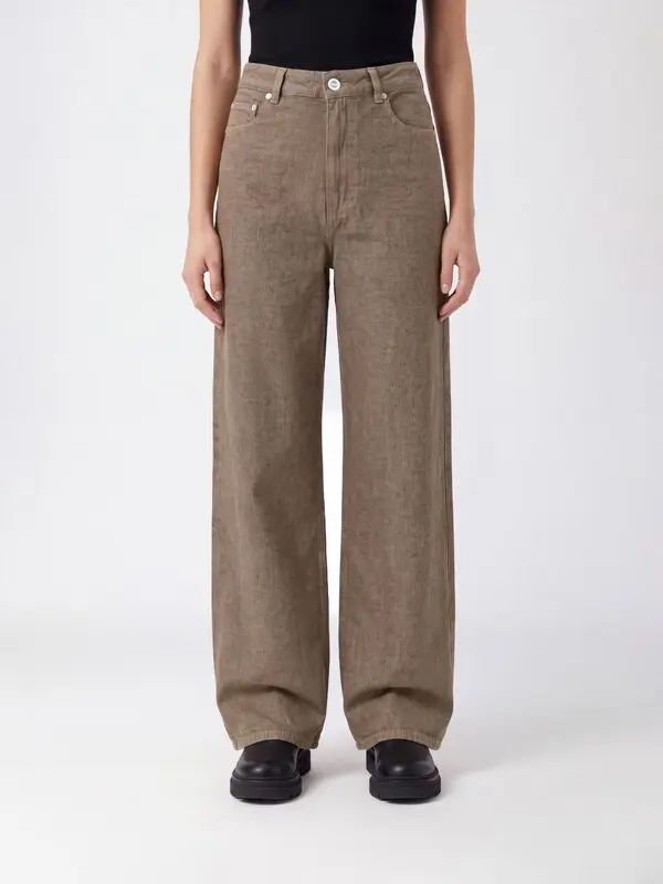 GANNI Lari High-waisted Wide-leg Jeans In Cotton And Hemp Denim