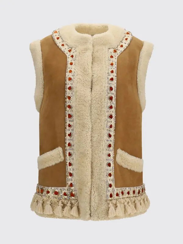 Valentino Garavani Embroidered Lambskin Fur Vest With Tassels