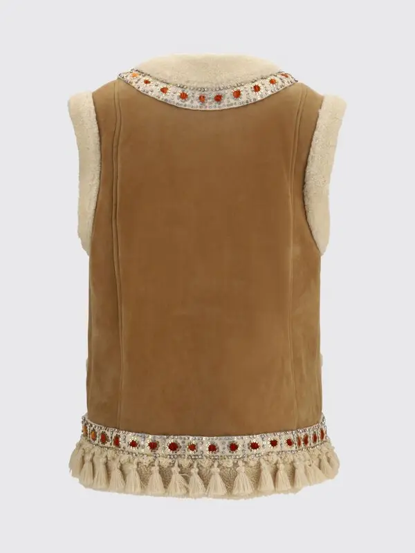 Valentino Garavani Embroidered Lambskin Fur Vest With Tassels