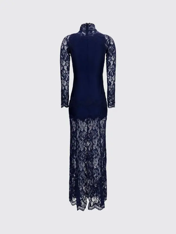 Rabanne Long-sleeved Satin And Lace High-neck Gown With Bow Detail