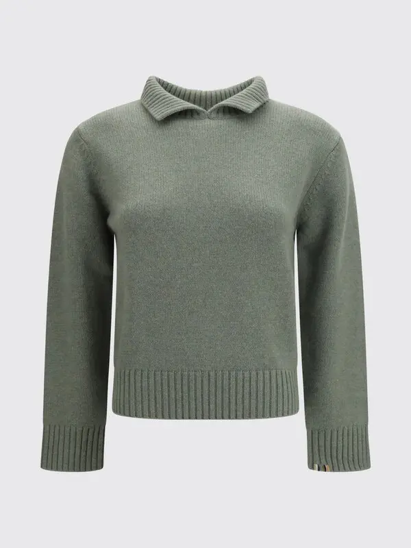Extreme Cashmere 100% Cashmere Crew-neck Sweater With Ribbed Trims - Green