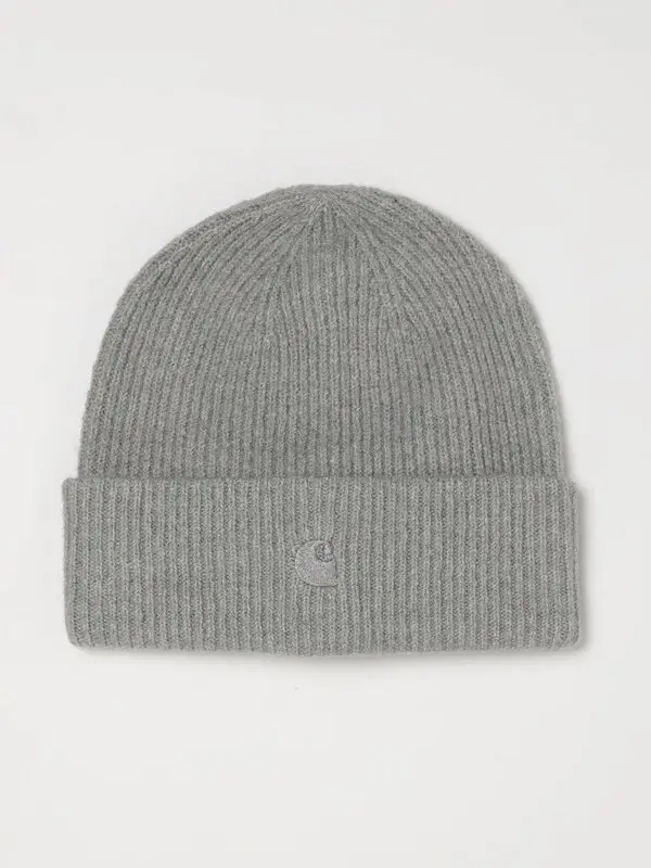 Carhartt Work In Progress Curtis Ribbed Beanie In Recycled Polyester With Embroidered Logo - Grey