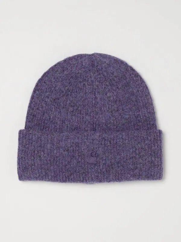 Carhartt Work In Progress Curtis Ribbed Beanie In Recycled Polyester With Embroidered Logo - Violet
