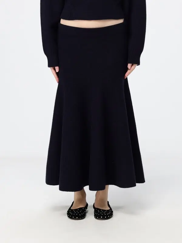 Alaïa Flared Midi Knit Skirt In Cashmere With Elastic Waist