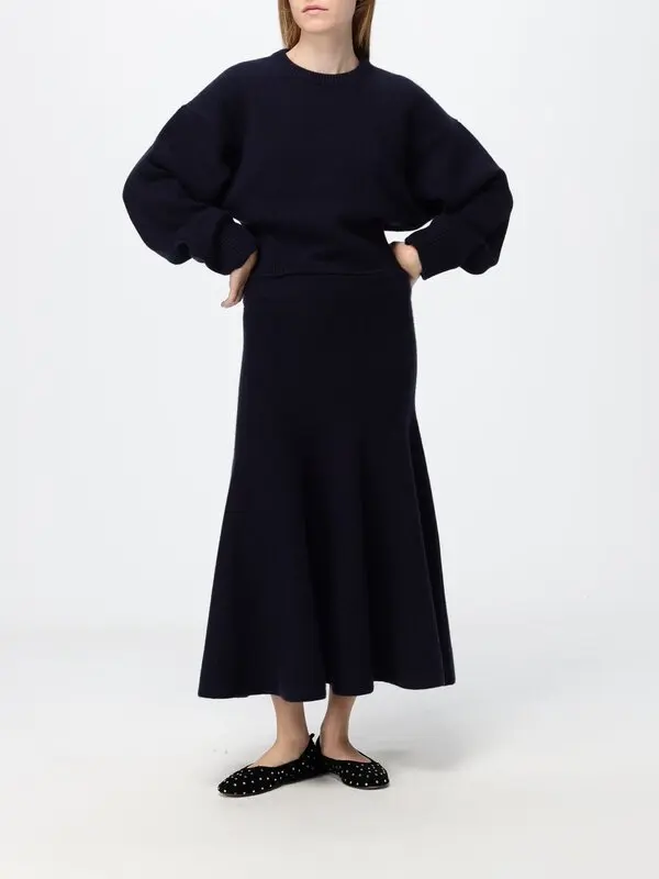 Alaïa Flared Midi Knit Skirt In Cashmere With Elastic Waist