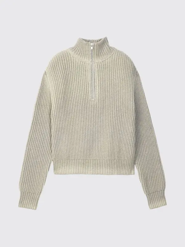Camper Ribbed Wool Blend Half-zip High Neck Sweater