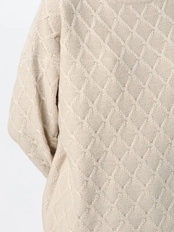 Max Mara Wool And Cashmere Turtleneck Sweater With Dropped Shoulders - Beige