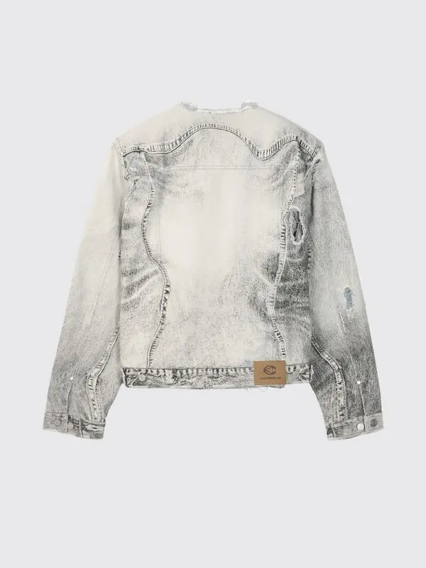 Camper Denim Jacket With Abstract Print And Patch Pockets
