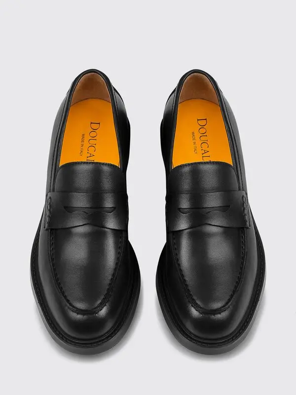 DOUCAL'S Smooth Calfskin Penny Loafers With Rubber Sole