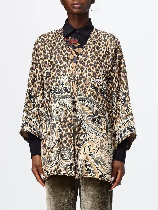 Etro Paisley And Animal Print Silk Robe Jacket - Gold