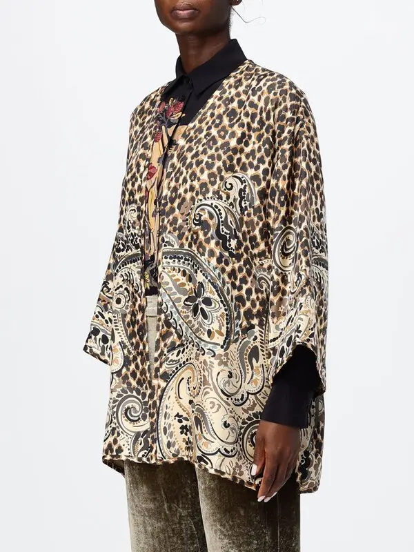 Etro Paisley And Animal Print Silk Robe Jacket - Gold