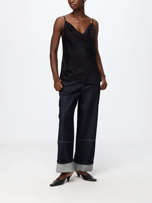 Acne Studios Satin Evening Top With Draped Neckline And Thin Straps