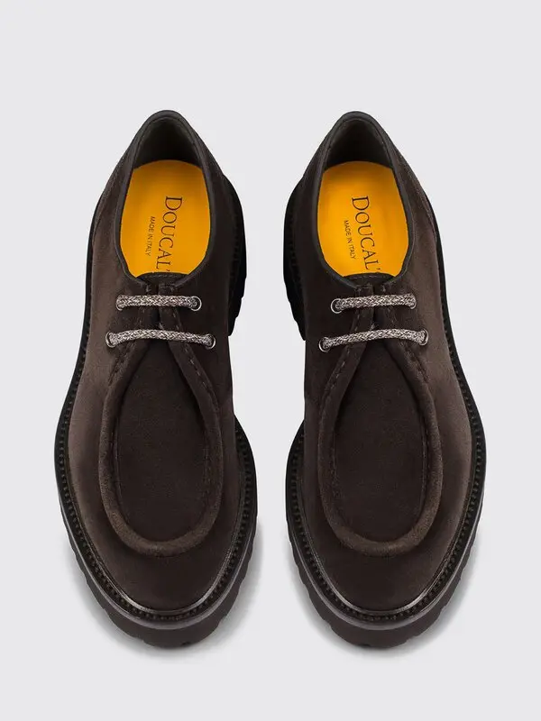DOUCAL'S Suede Derby Shoes With Serrated Rubber Sole