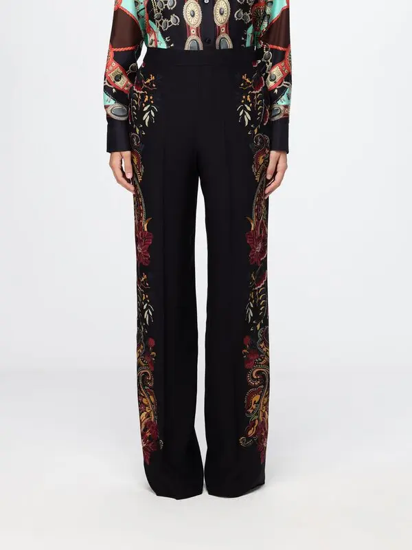 Etro High-waisted Paisley Print Silk Palazzo Trousers
