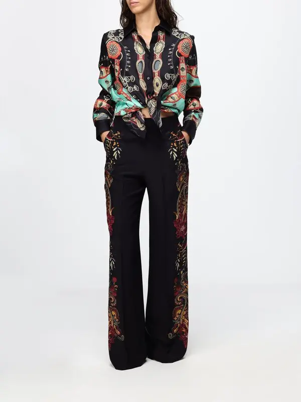 Etro High-waisted Paisley Print Silk Palazzo Trousers