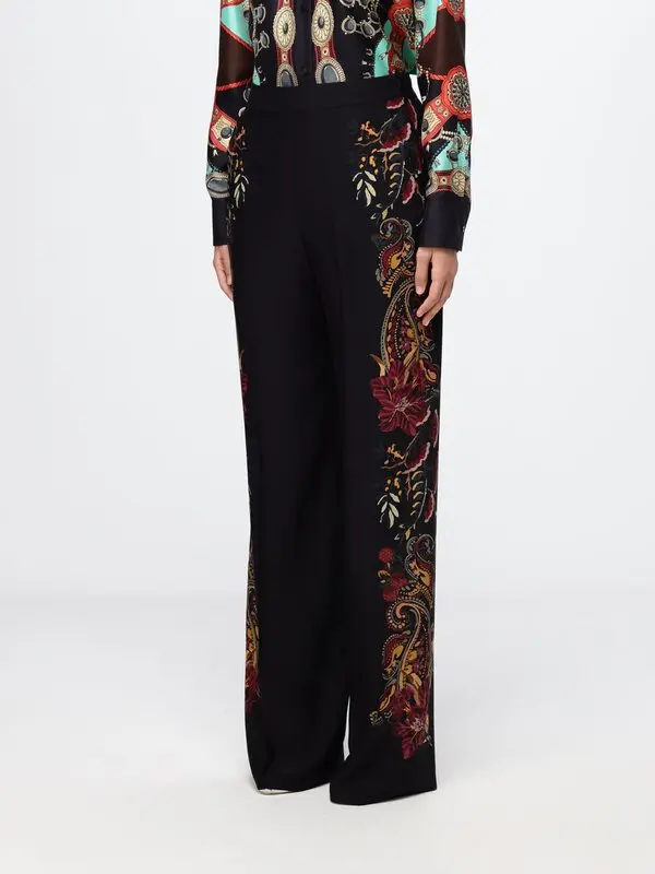 Etro High-waisted Paisley Print Silk Palazzo Trousers