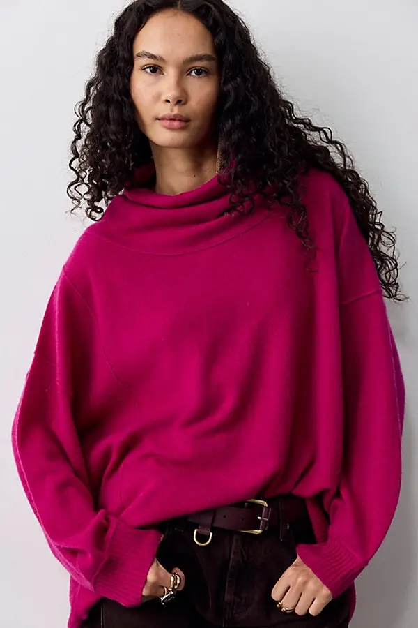 Free People Sara Cashmere Tunic At - Red Berry
