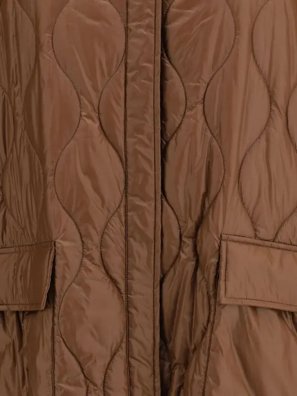 Woolrich Short-sleeved Hooded Knee-length Puffer Coat In Recycled Nylon