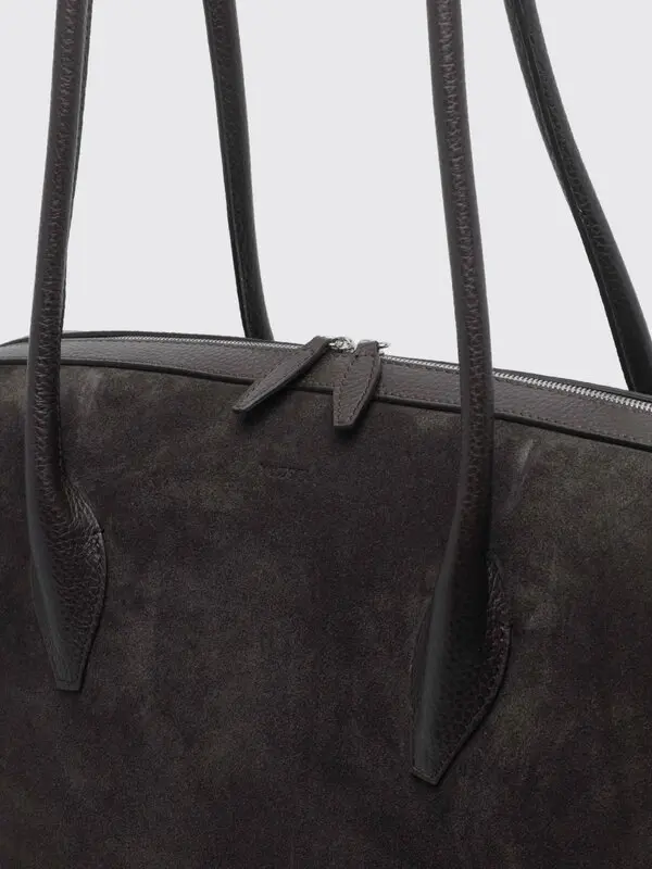 Yuzefi Brioche Large Suede Calfskin Shoulder Bag With Zip - Brown