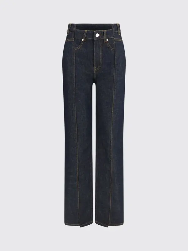 GANNI Fold High-waisted Straight Leg Jeans In Cotton Denim