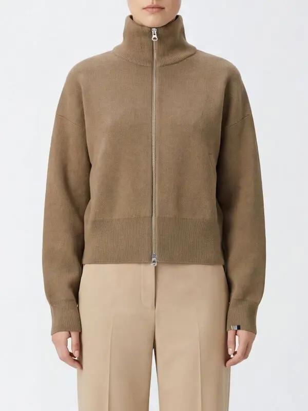 Extreme Cashmere Turtleneck Zip-up Cardigan In Pure Cashmere - Beige