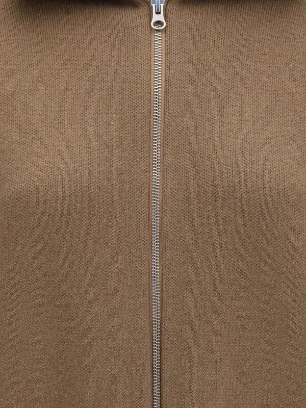 Extreme Cashmere Turtleneck Zip-up Cardigan In Pure Cashmere - Beige