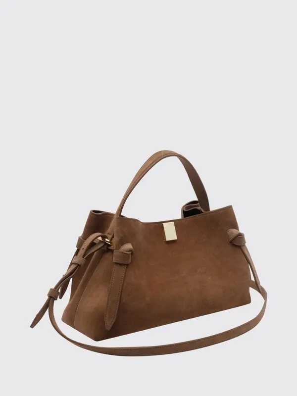 Yuzefi Flared Suede Calfskin Handbag - Brown