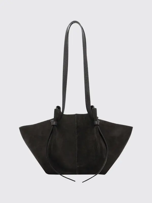 Yuzefi Mochi Flared Suede Calfskin Leather Shoulder Bag - Cocoa