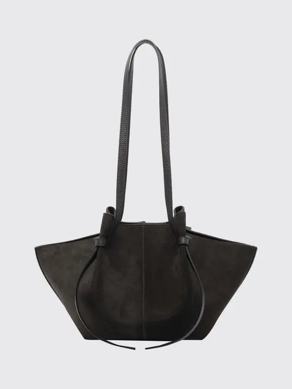 Yuzefi Mochi Flared Suede Calfskin Leather Shoulder Bag - Cocoa