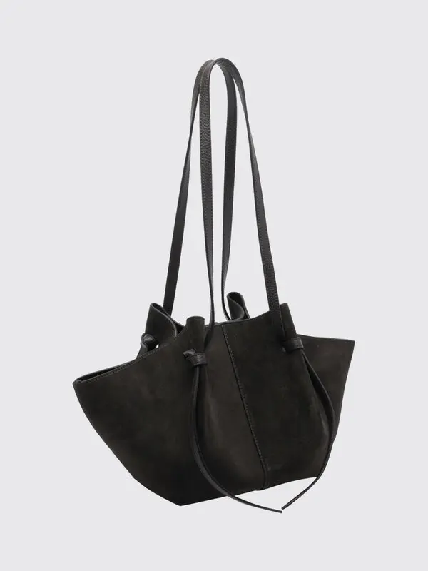 Yuzefi Mochi Flared Suede Calfskin Leather Shoulder Bag - Cocoa