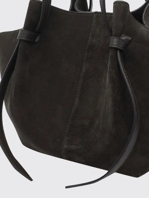 Yuzefi Mochi Flared Suede Calfskin Leather Shoulder Bag - Cocoa