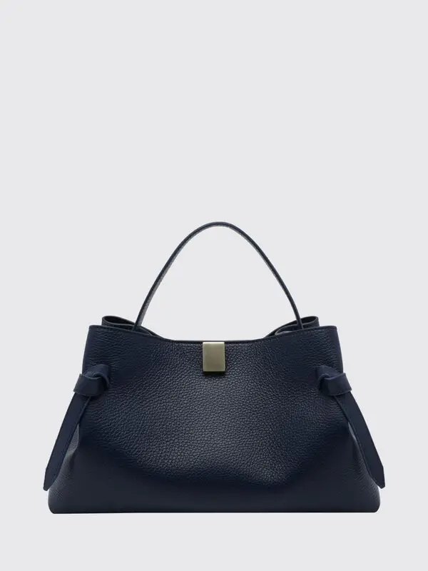 Yuzefi Gyoza Grained Calfskin Leather Handbag With Shoulder Strap - Blue