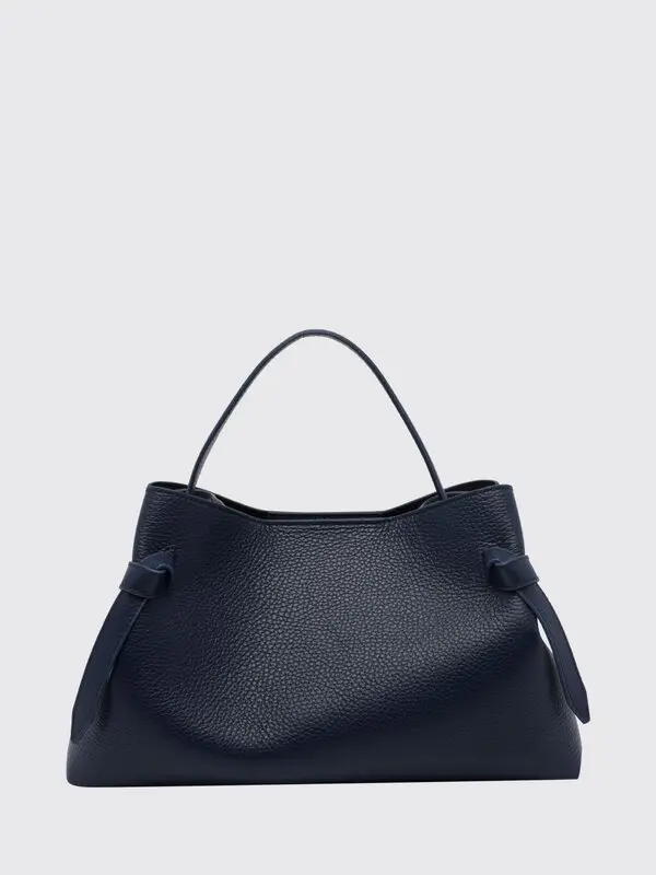 Yuzefi Gyoza Grained Calfskin Leather Handbag With Shoulder Strap - Blue