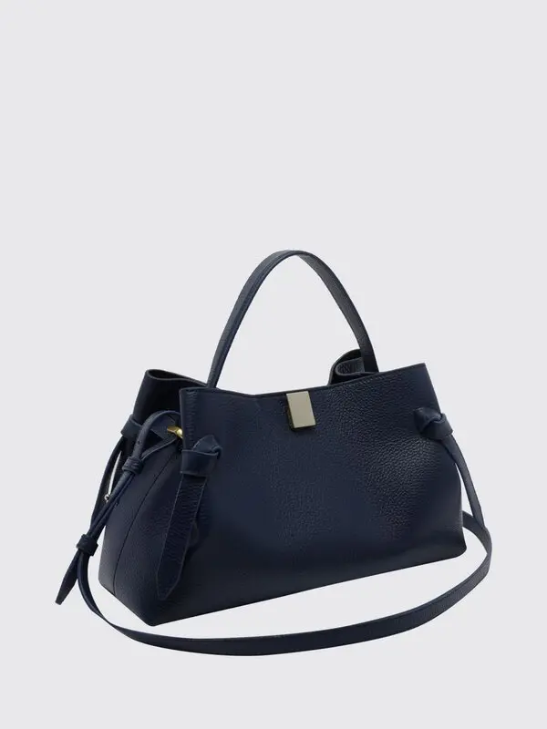 Yuzefi Gyoza Grained Calfskin Leather Handbag With Shoulder Strap - Blue