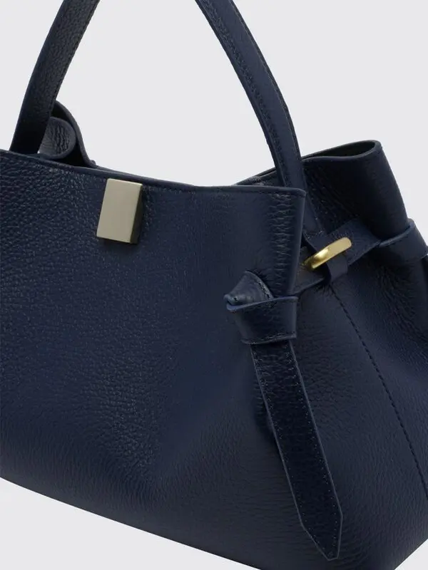 Yuzefi Gyoza Grained Calfskin Leather Handbag With Shoulder Strap - Blue