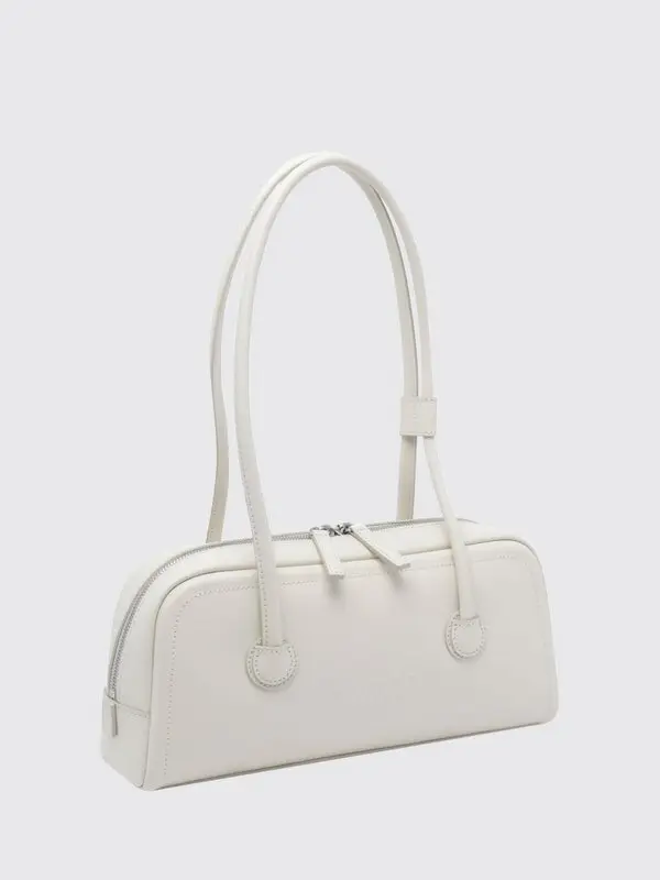 MARGESHERWOOD Boston Shoulder Bag In Smooth Calf Leather With Logo - White